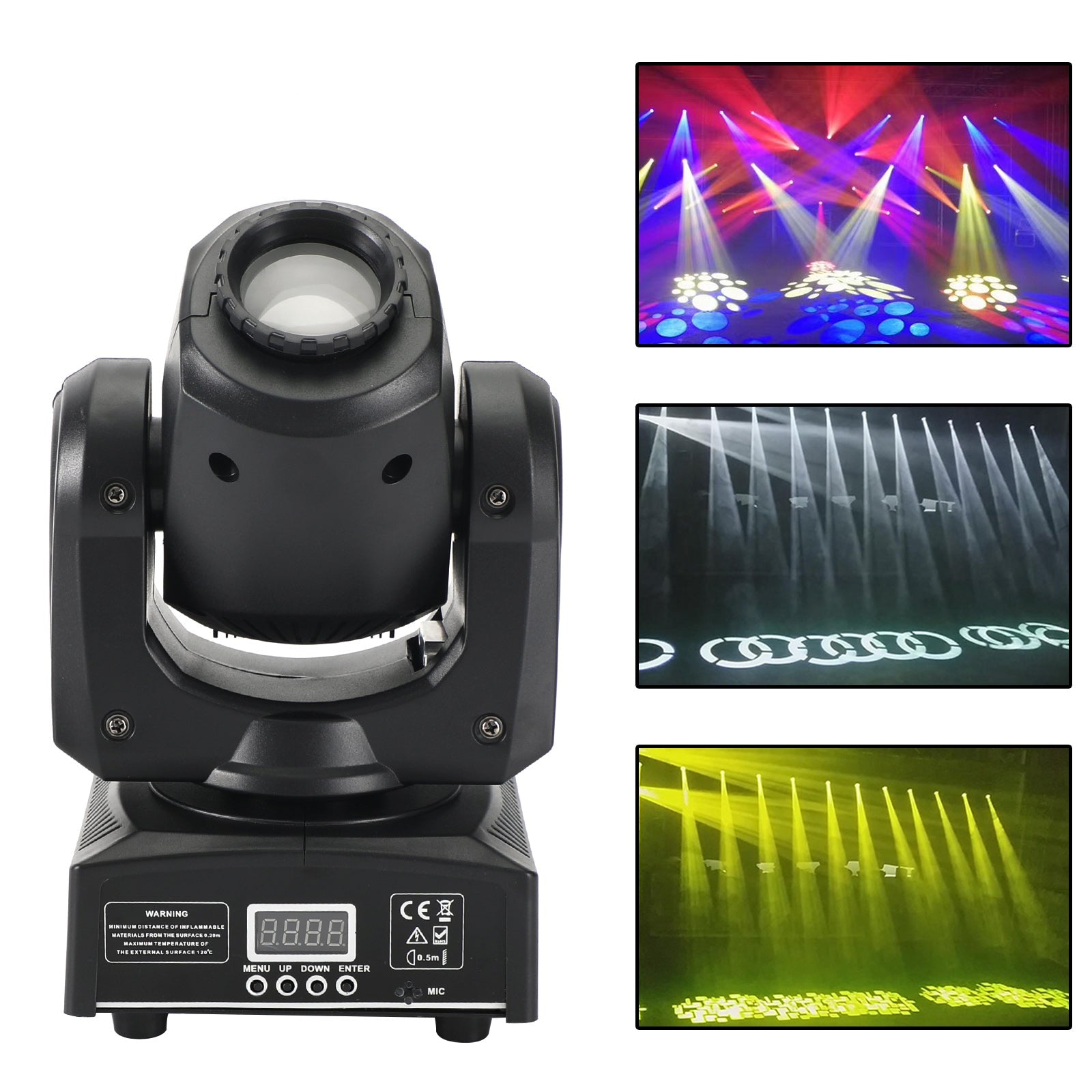 Moving Head Stage Light – RGBW LED Beam with 8 Gobo Effects DMX DJ Dis ...