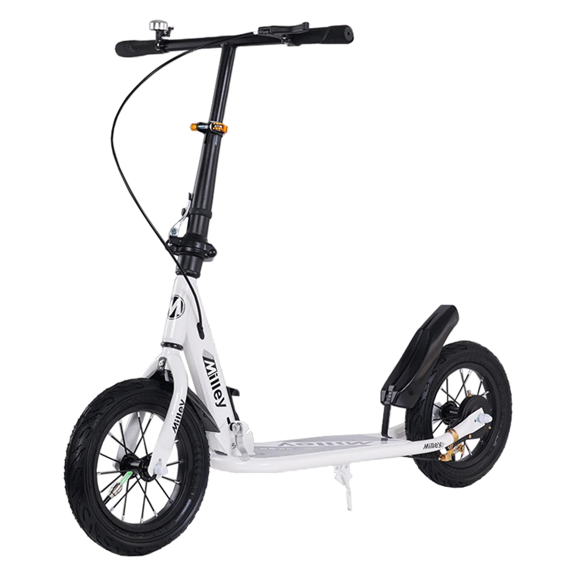 White 12 inch Commuter Scooter with Dual Brakes & Grip Deck – vtopteng