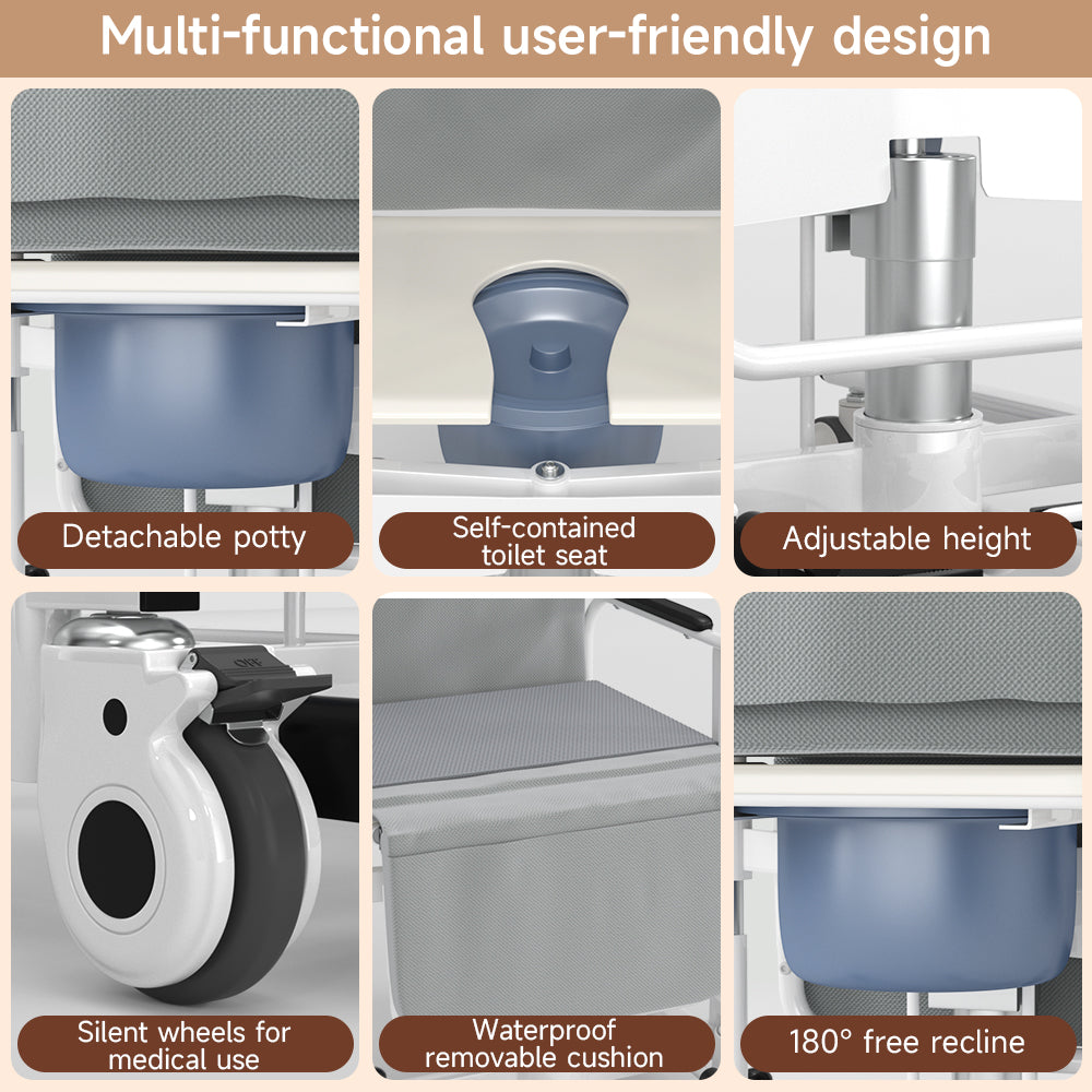Hydraulic Patient Transfer Wheelchair – Reclining Lift Chair with Pott ...